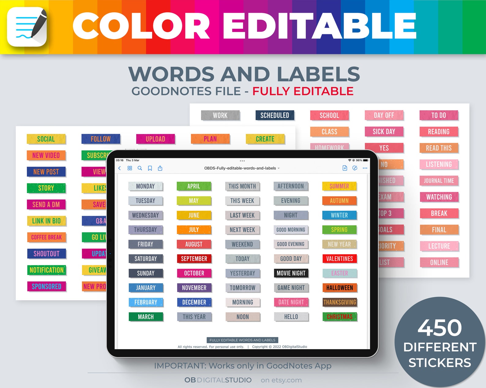 Color Changing Stickers WORDS & LABELS Stickers Essential - Etsy