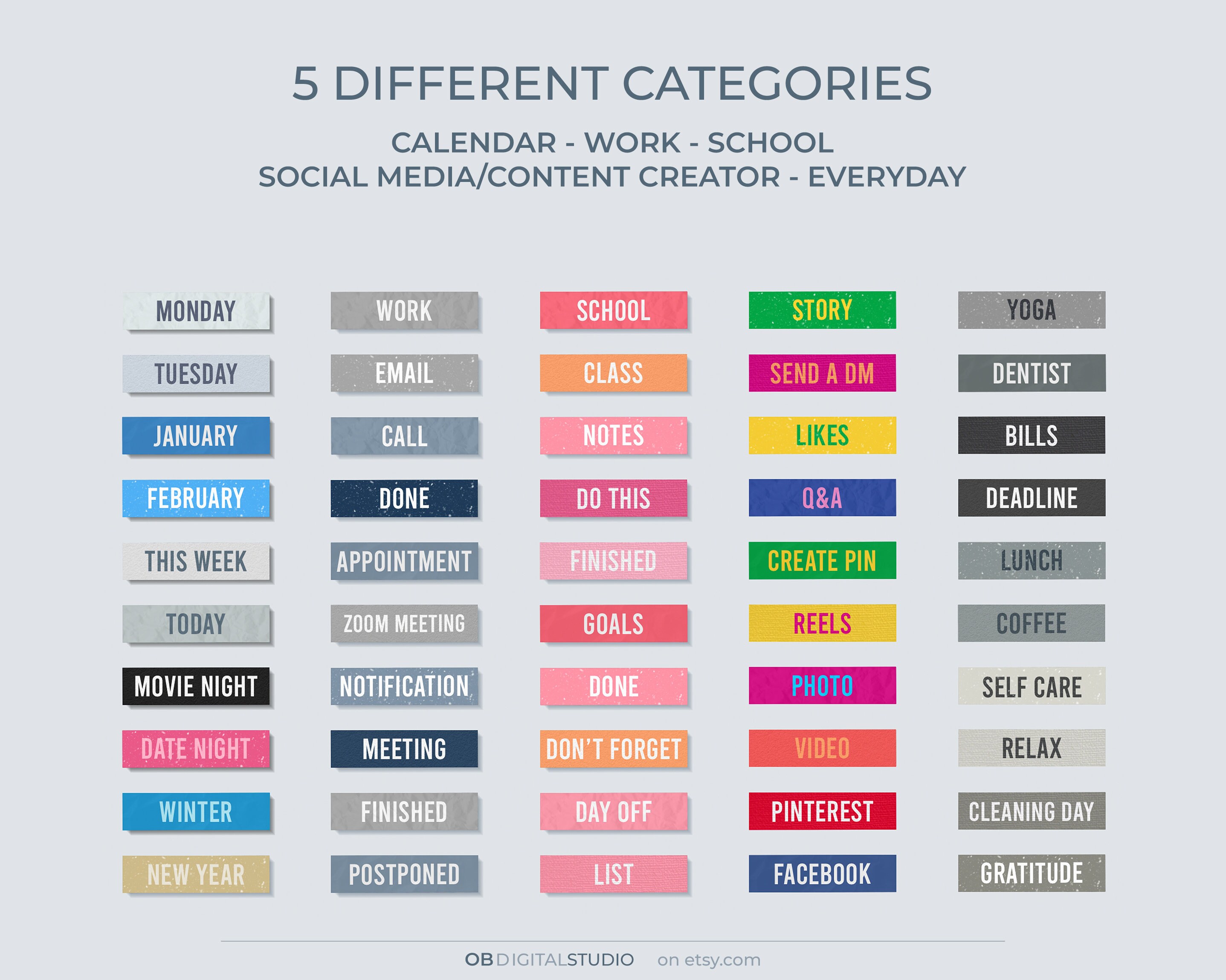 Color Changing Stickers WORDS & LABELS Stickers Essential - Etsy