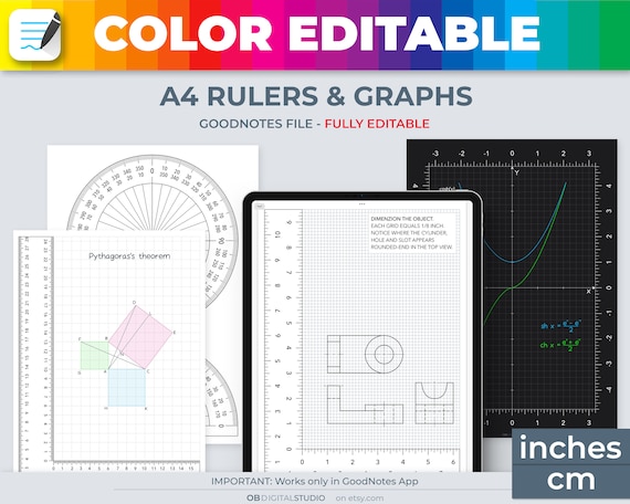 Color Editable RULER & GRAPH A4 Notebook Digital Rulers - Etsy