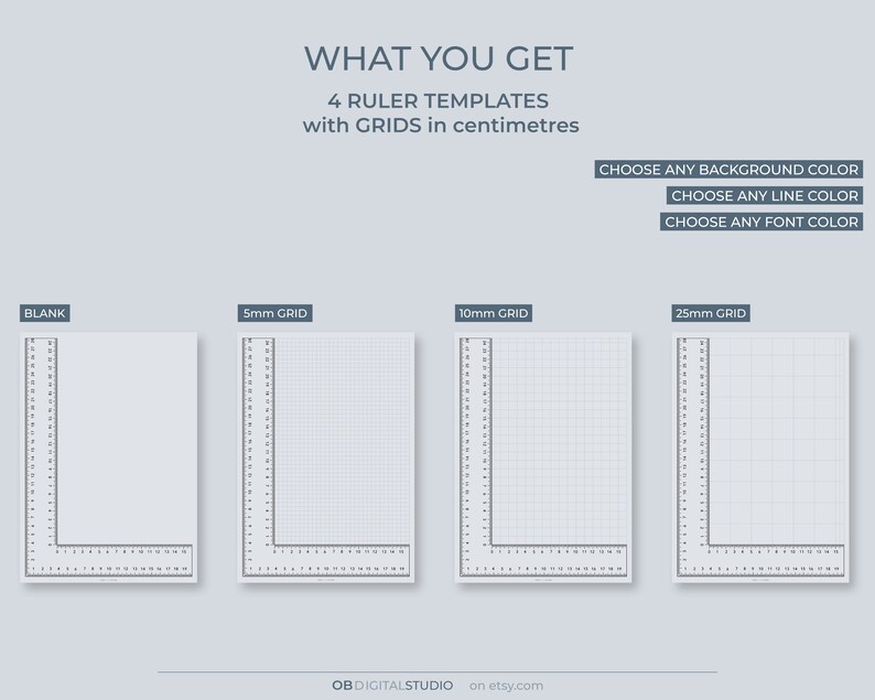 Color Editable RULER & GRAPH A4 Notebook Digital Rulers - Etsy