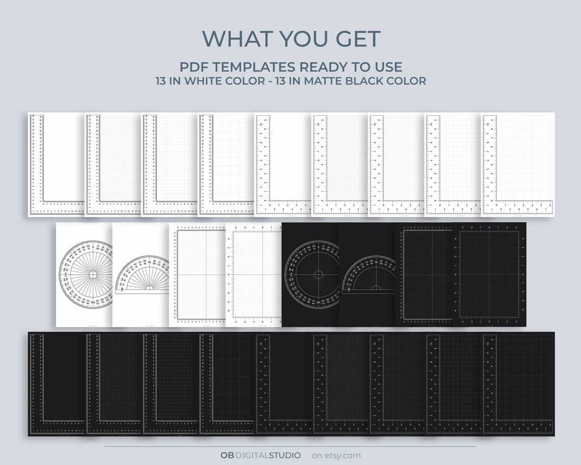 Color Editable RULER & GRAPH A4 Notebook Digital Rulers - Etsy