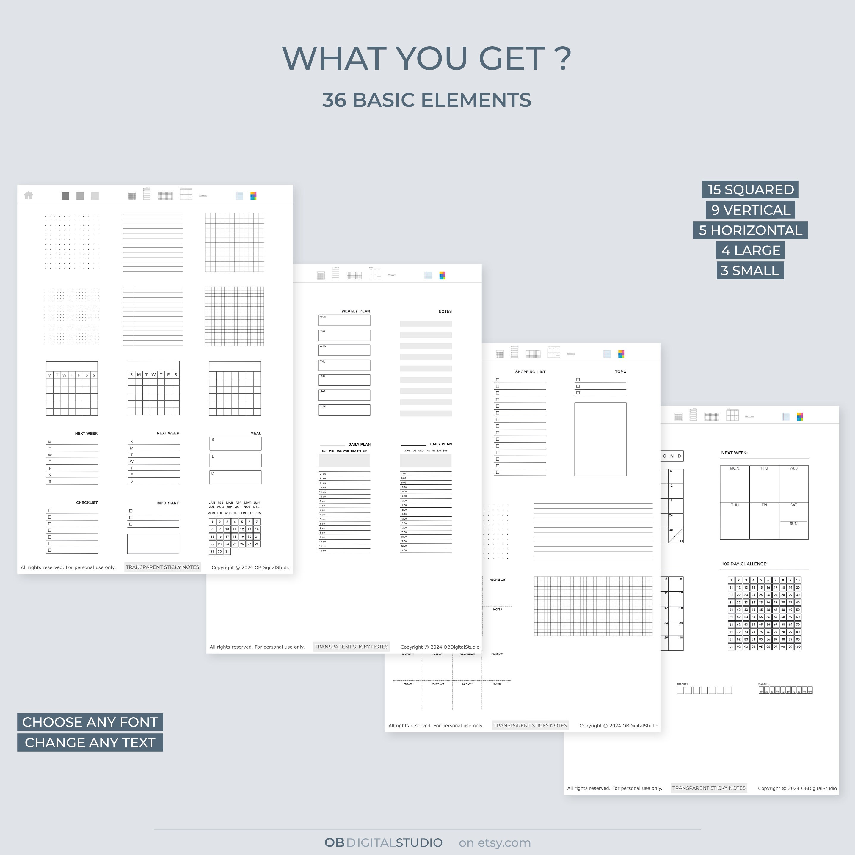 Color Changing Goodnotes Stickers, TRANSPARENT Digital STICKY NOTES ...
