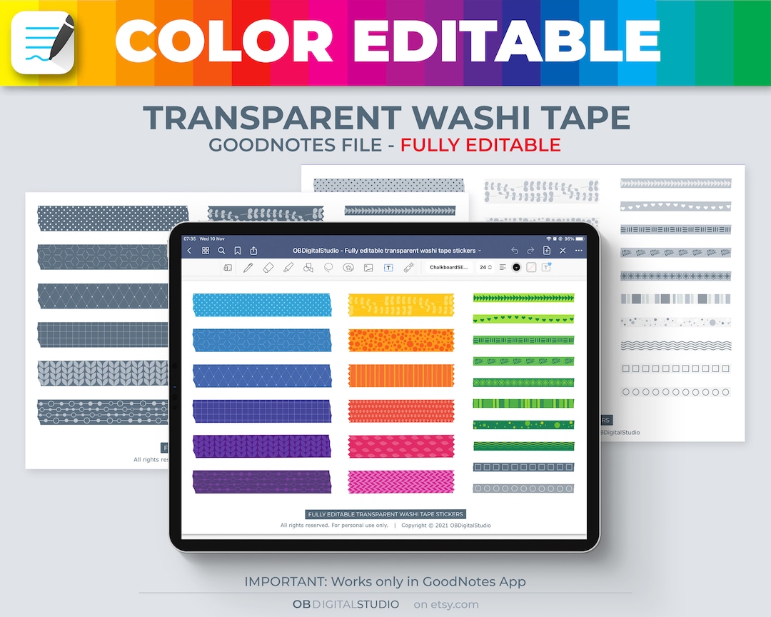 Color Changing Stickers, TRANSPARENT WASHI TAPE Stickers, Washi Tapes ...