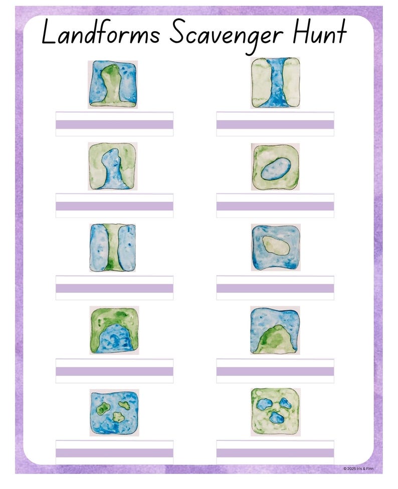 Scavenger Hunt - Landforms - Montessori, Homeschool Seek and Find ...