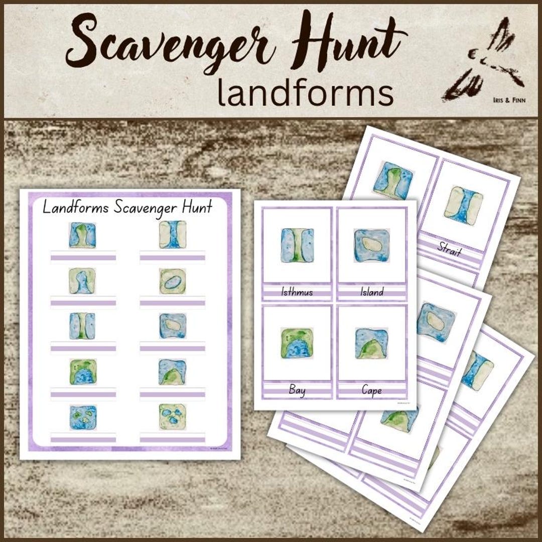 Scavenger Hunt - Landforms - Montessori, Homeschool Seek and Find ...