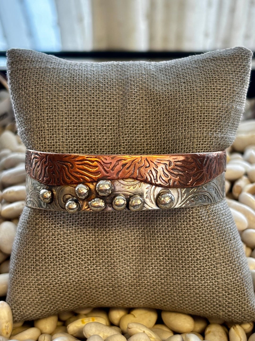 Sterling Silver Mixed Metal Cuff Bracelet// Mixed Metal/ Cuff Bracelet ...