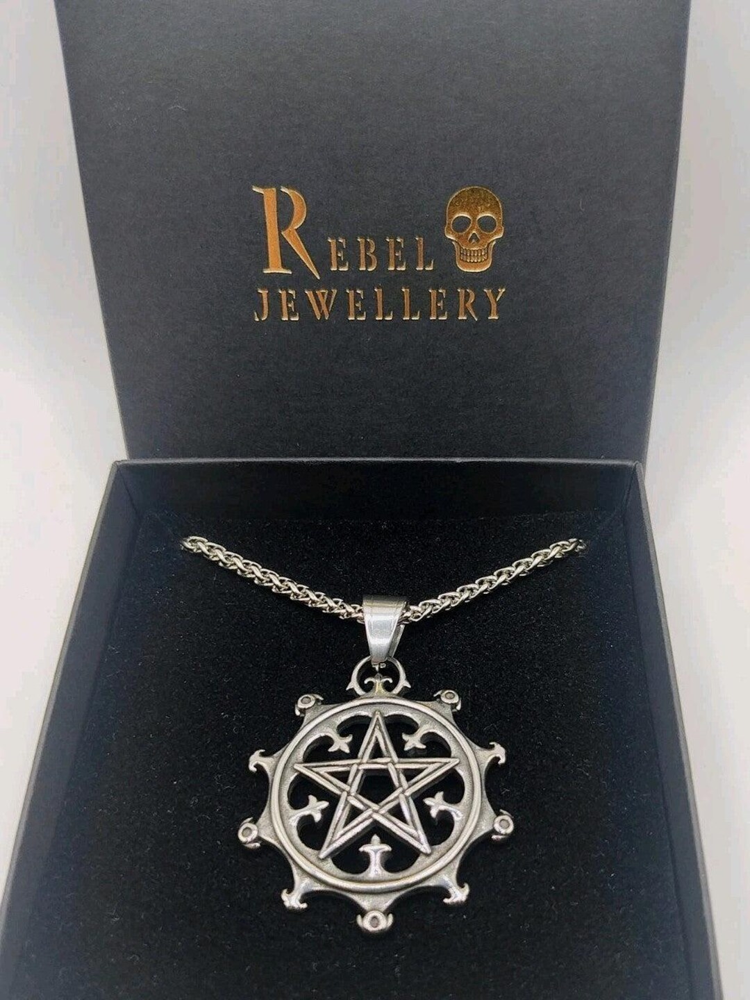 Pentangle Ships Wheel Mens Stainless Steel Pendant Necklace 60cm Chain ...