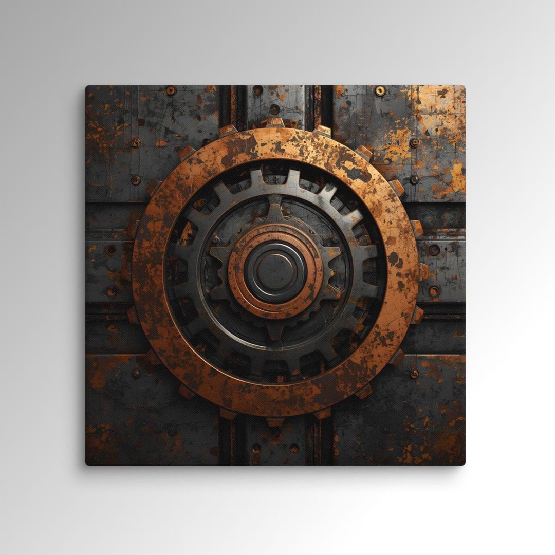 Black Copper Orange Industrial 3D Cog Wheel | Square Canvas | Abstract ...
