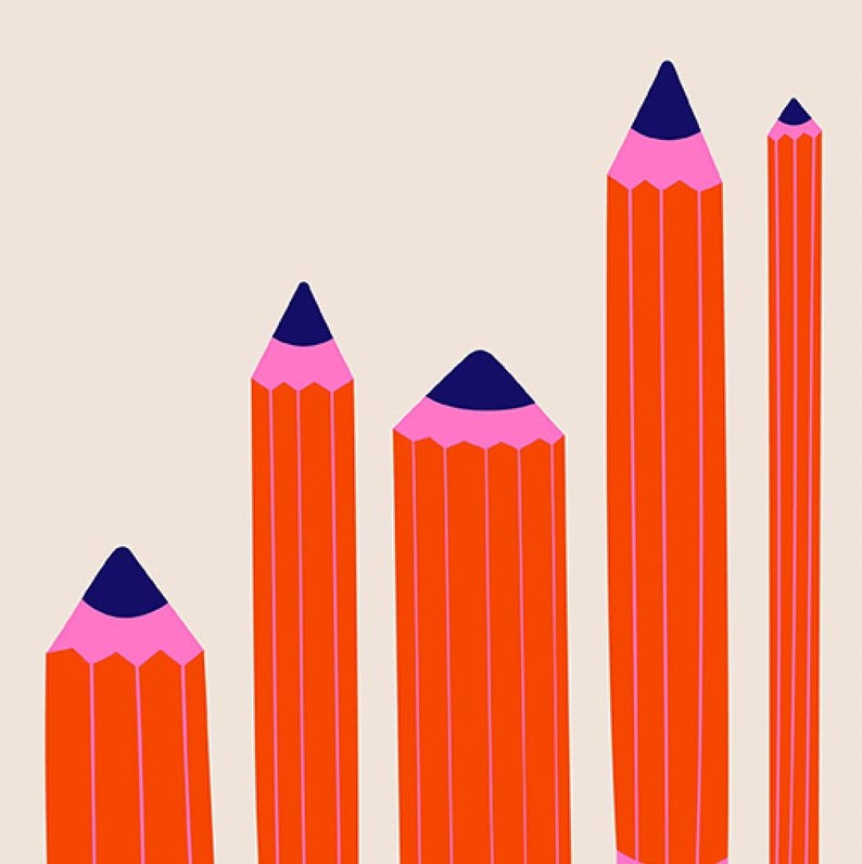 Colorful Pencil Wall Art – Modern Kids Room Print, Decor for a Playroom ...