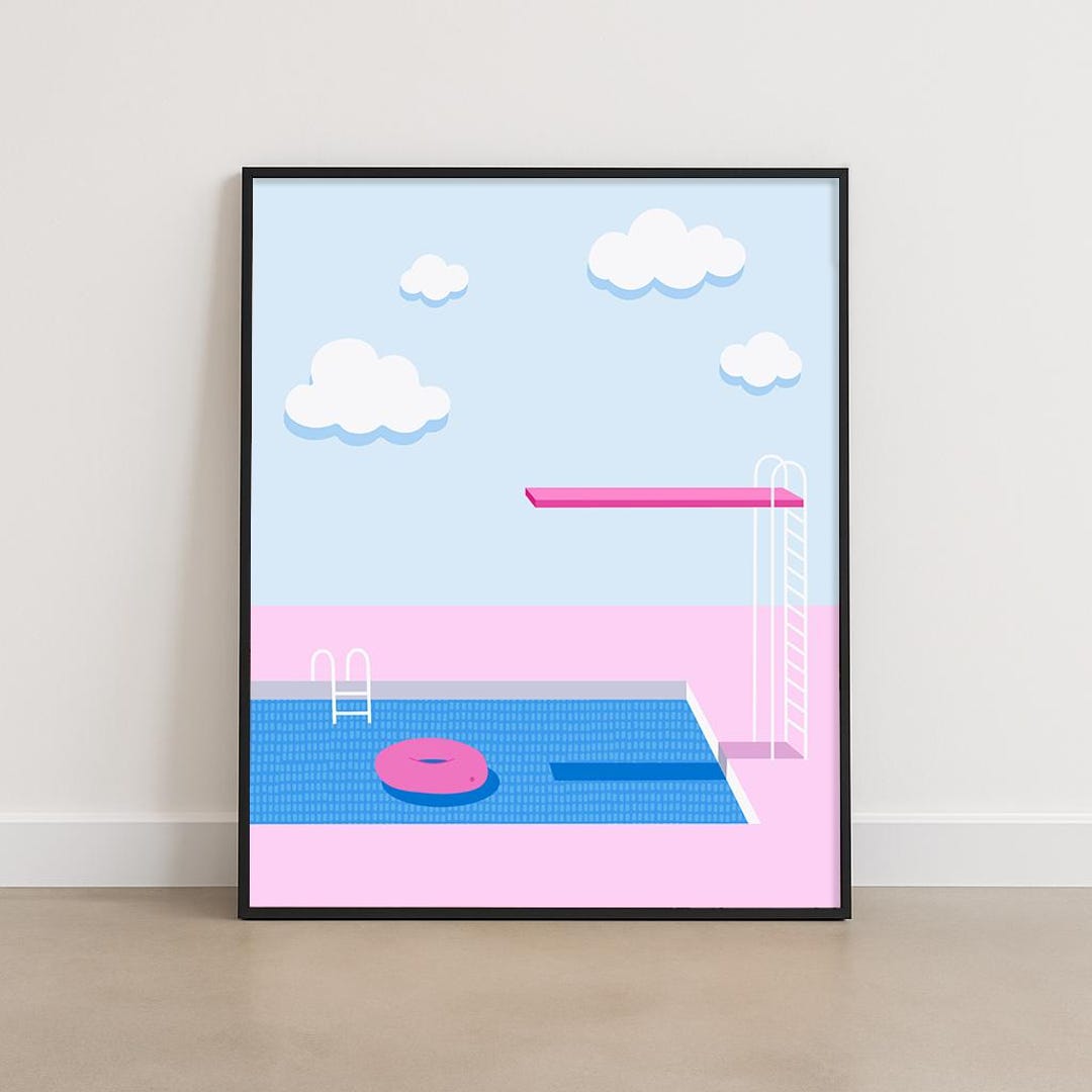Retro Swimming Pool Art Print – Summer Nostalgia Wall Decor - Etsy