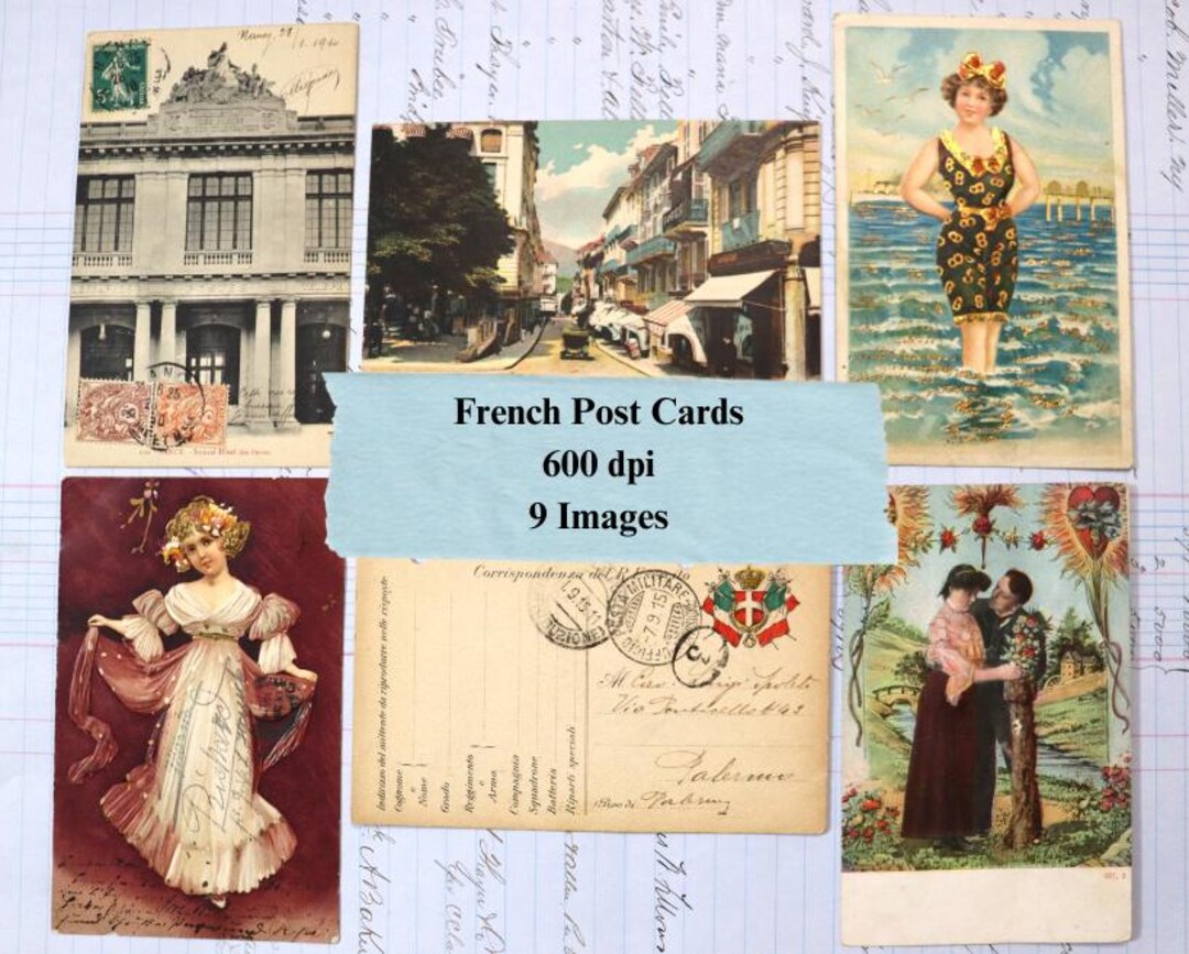 Vintage Printable French & Italian Ephemera Post Cards Junk Journal ...