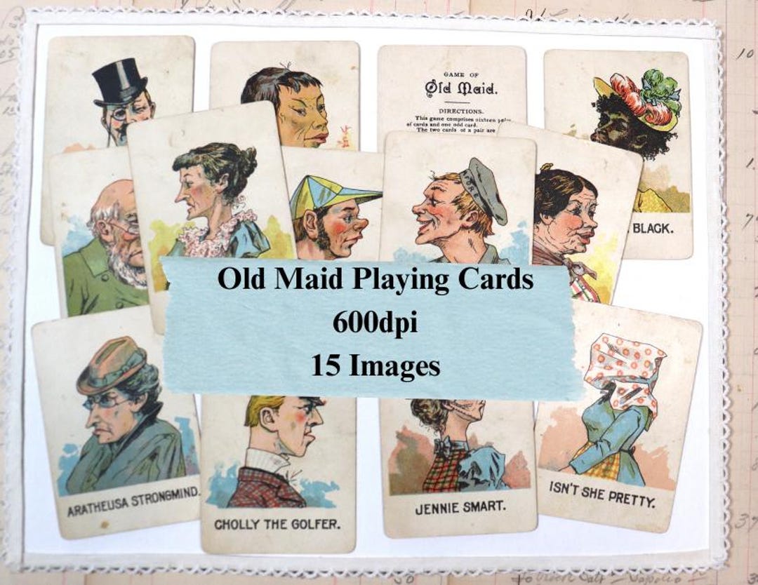 Vintage Printable Ephemera Old Maid Playing Cards Download Junk Journal ...