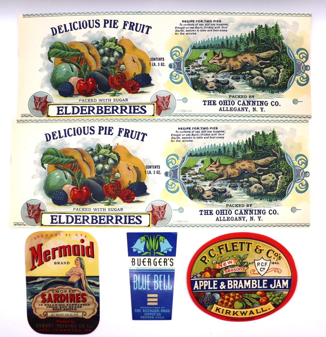 5 Antique Can Labels, Early 1900s, Unused, Vintage Ephemera - Etsy