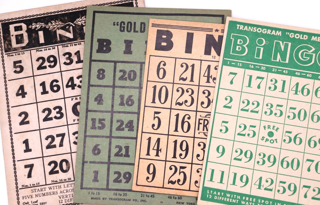Assorted Vintage Bingo Cards, Set of 4, Heavy Cardboard, Junk Journal ...