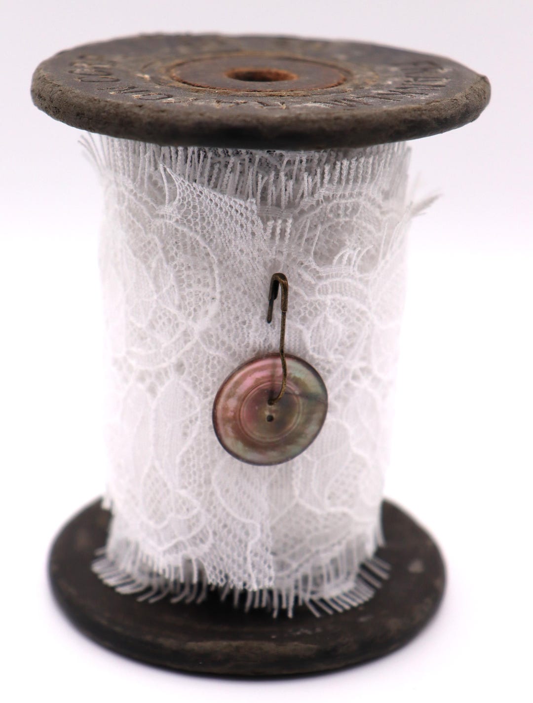 Vintage Industrial Textile Spool With 3 Yards Vintage Lace - Etsy