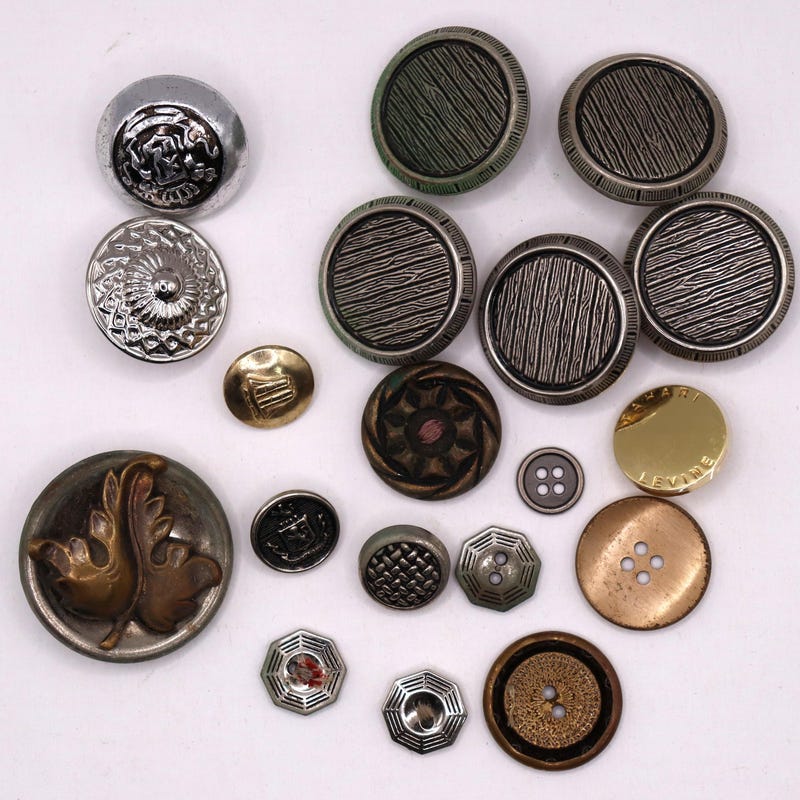 Vintage Old Tin Buttons - Etsy