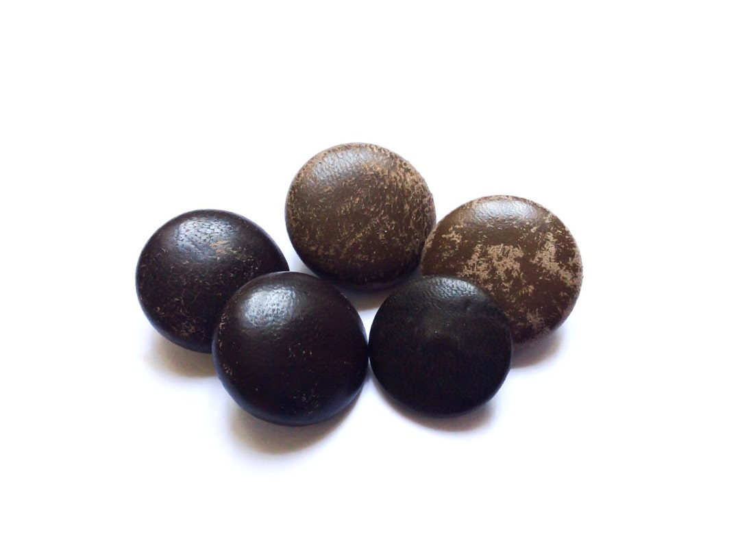 5 Leather Brown Shank Buttons - Etsy