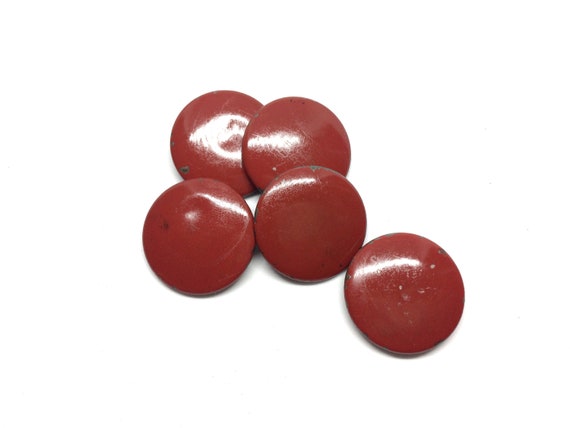 5 French Antique Large Red Buttons 28mm - Etsy