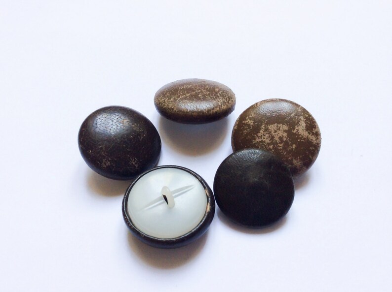 5 Leather Brown Shank Buttons - Etsy