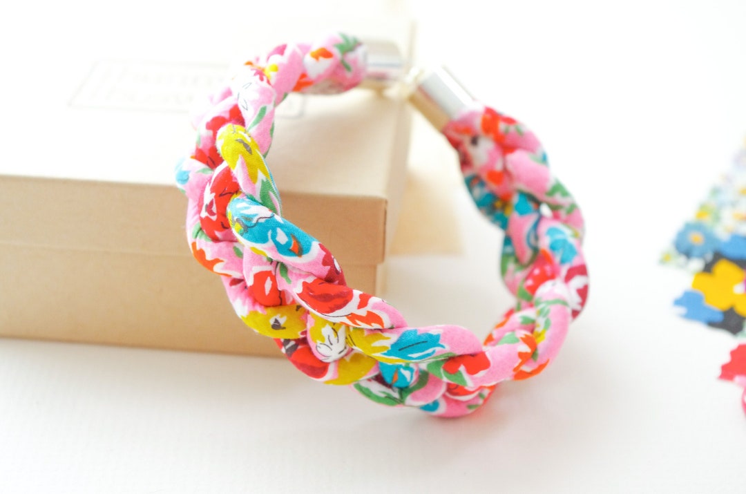 Candy Pink Floral Cord Bangle - California Bloom - Etsy