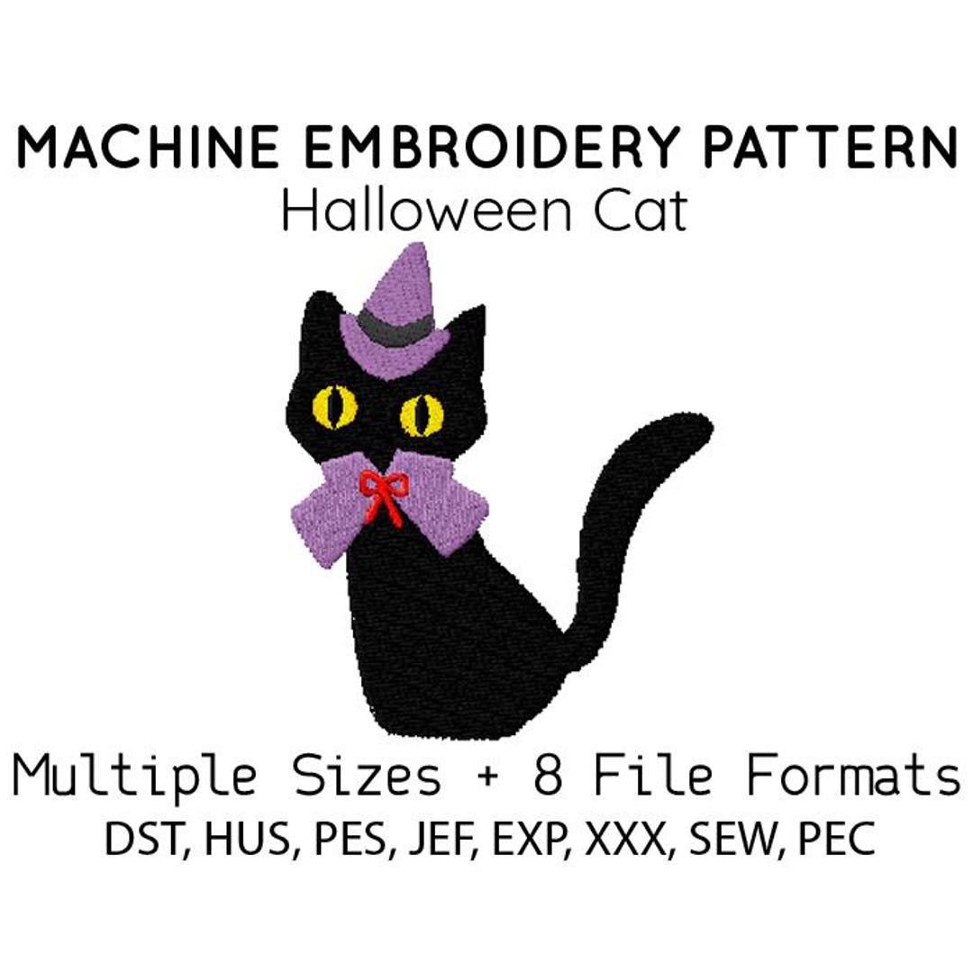 Halloween Cat EMBROIDERY MACHINE FILES Pattern Design Hus Jef Pes Dst ...