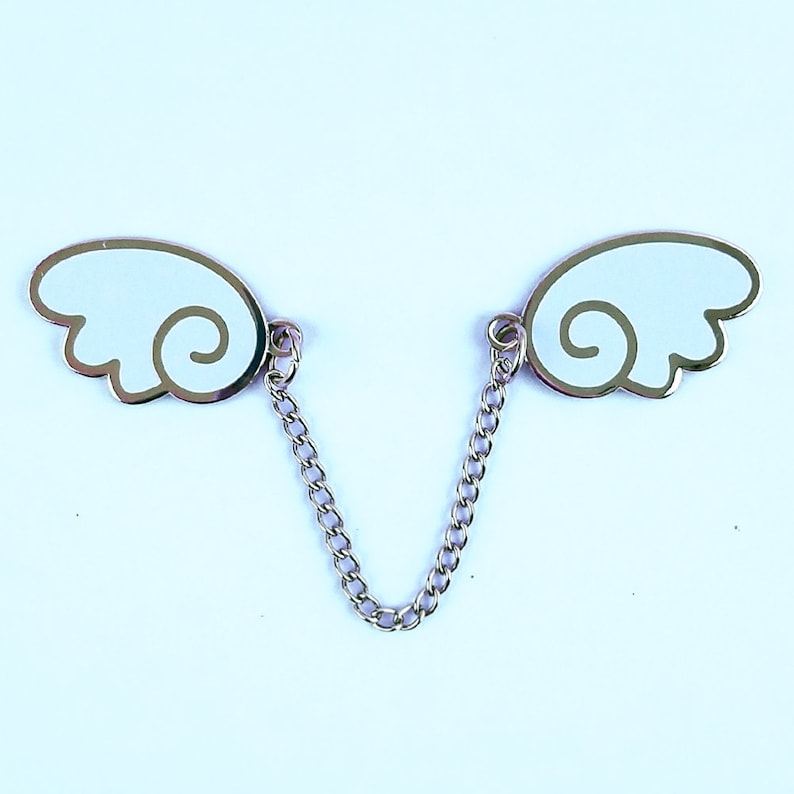 Angel Wings Enamel Pins With Chain Blue Silver Wing Lapel - Etsy