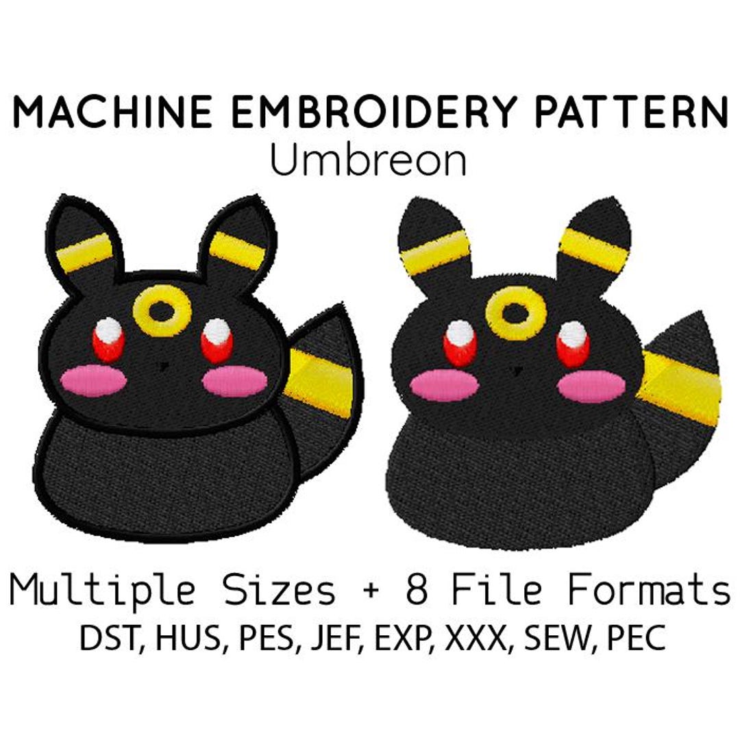 Pokemon Umbreon EMBROIDERY MACHINE FILES Pattern Design Hus Jef Pes Dst ...