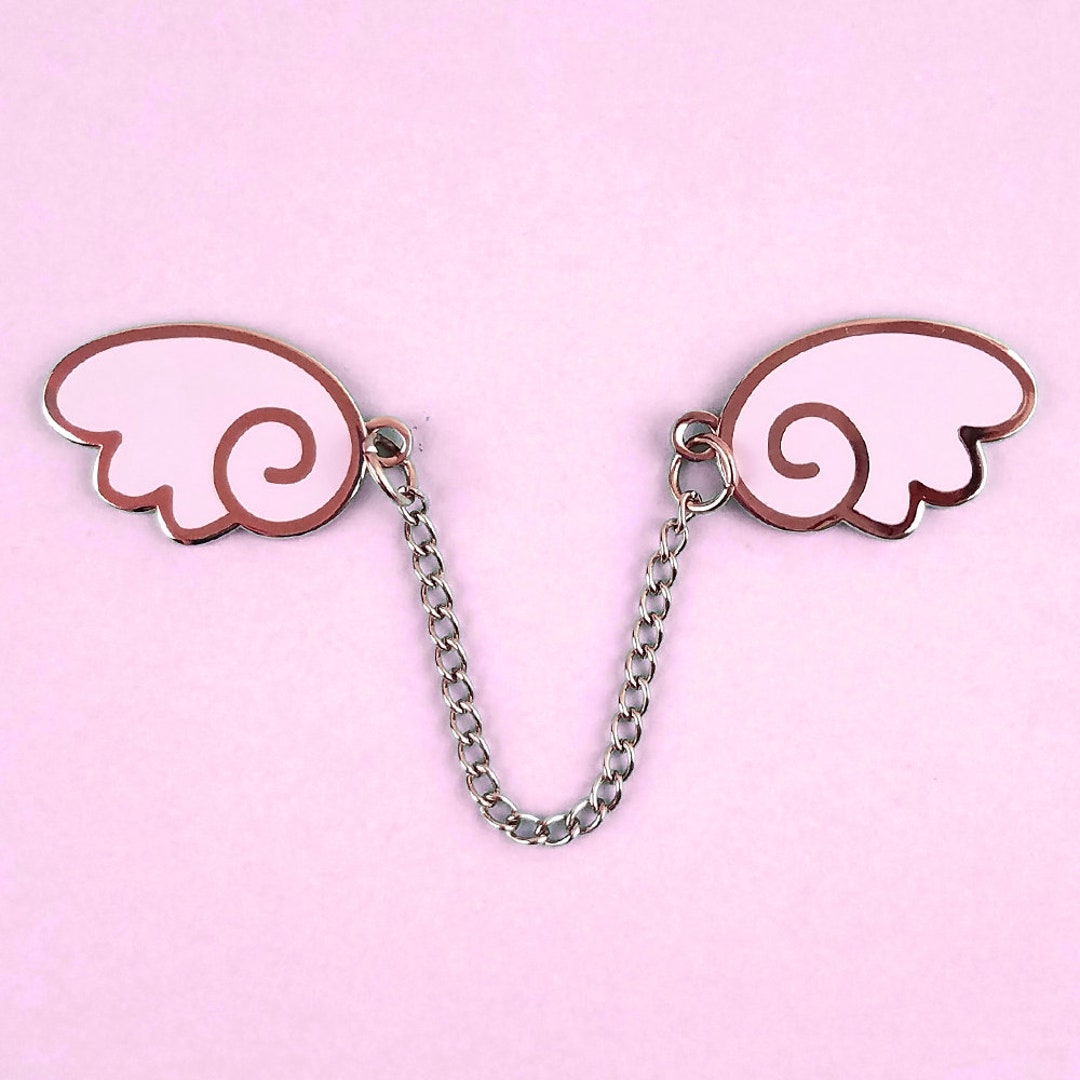 Angel Wings Enamel Pins With Chain Lilac Silver Wing Lapel - Etsy