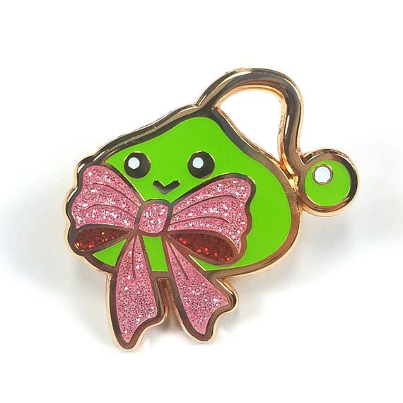 Slime With Bow Hard Enamel Rose Gold Plating Glitter 4cm | Etsy