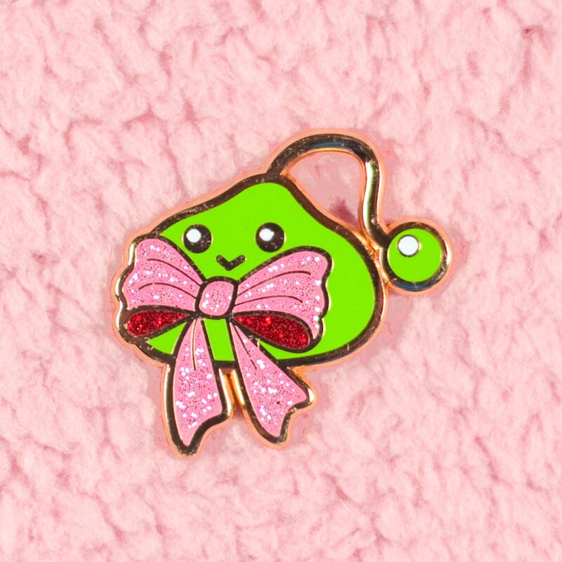 Slime With Bow Hard Enamel Rose Gold Plating Glitter 4cm | Etsy