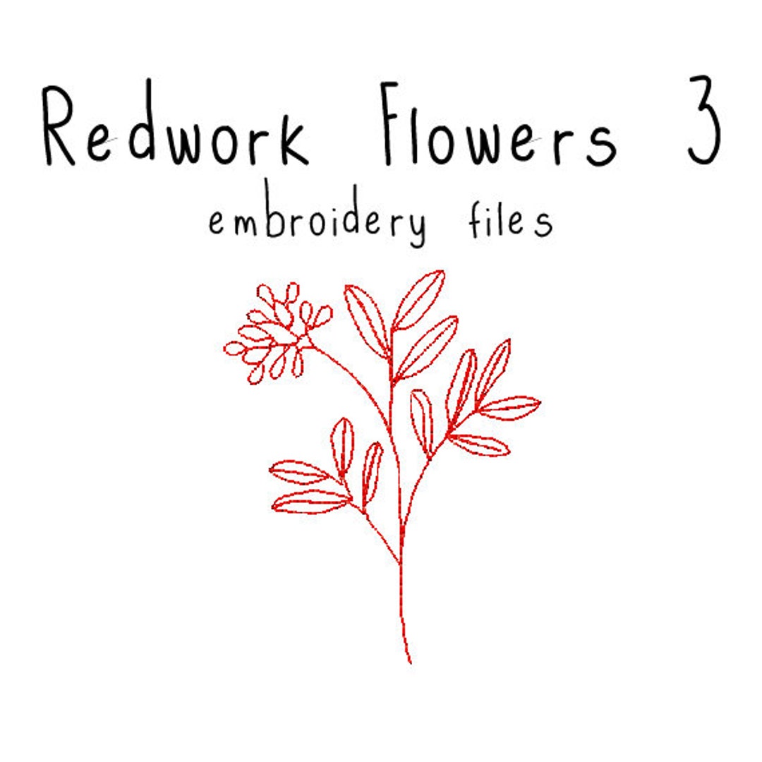 Redwork Flowers EMBROIDERY MACHINE FILES Pattern Design Hus Jef Pes Dst ...