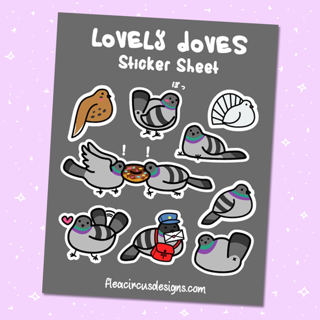Pigeon Dove Sticker Sheet Stickers Planner Vinyl Kiss Cut Matte ...
