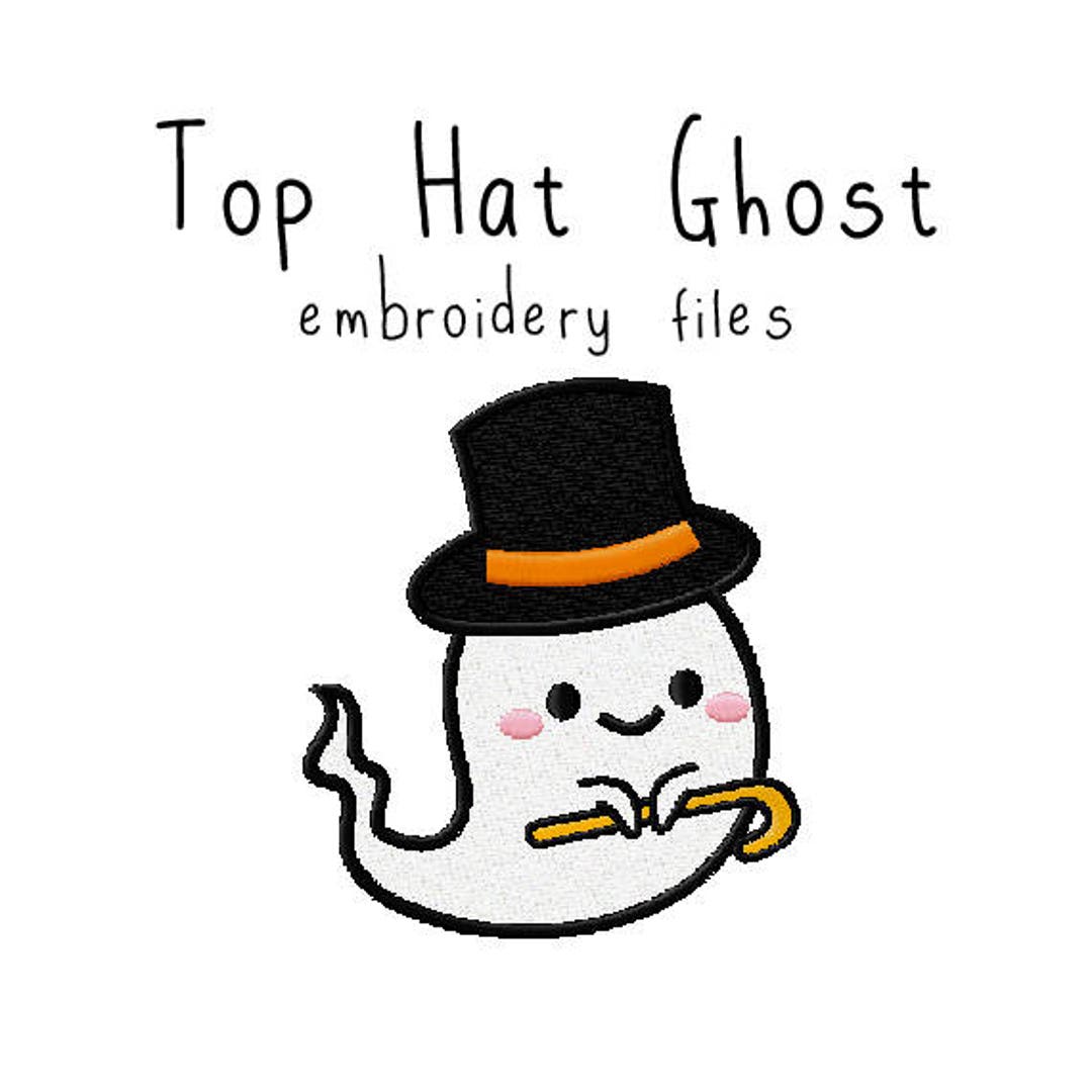 Top Hat Ghost EMBROIDERY MACHINE FILES Pattern Design Hus Jef Pes Dst ...