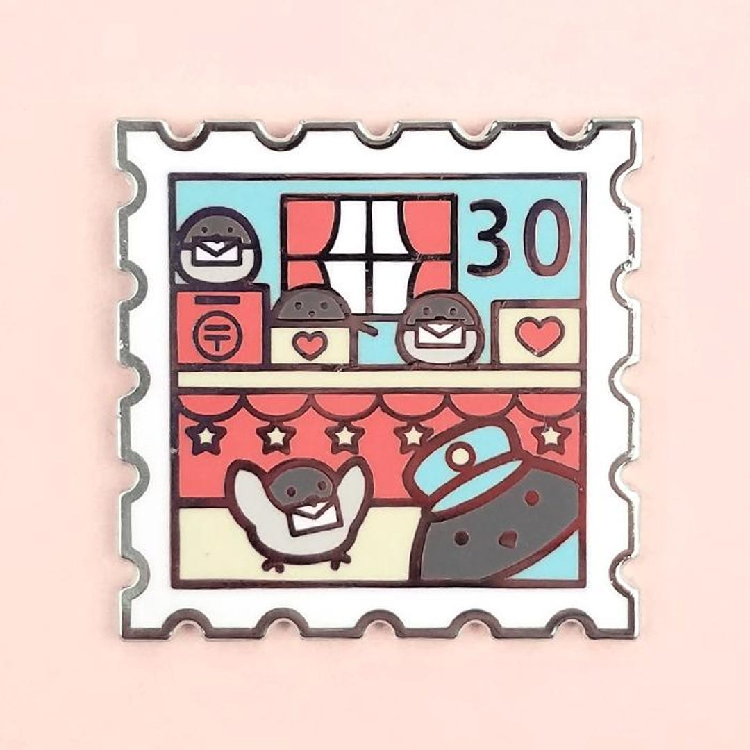 Pigeon Pin Poe Stamp Hard Enamel Pin Bird Post Office Dove Mail ...