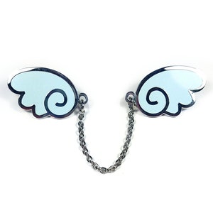 Angel Wings Enamel Pins With Chain Blue Silver Wing Lapel | Etsy
