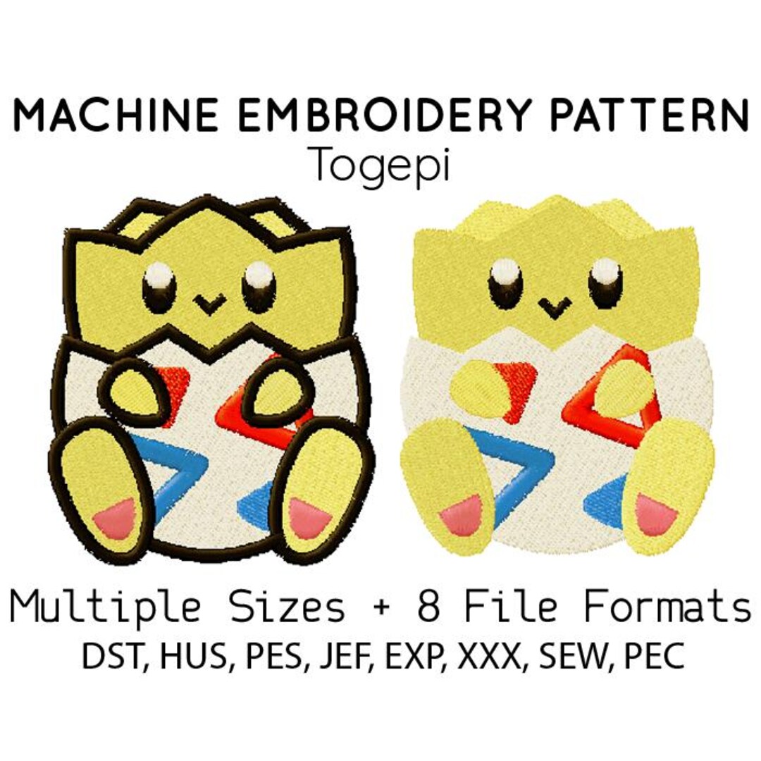 Pokemon Togepi EMBROIDERY MACHINE FILES Pattern Design Hus Jef Pes Dst ...