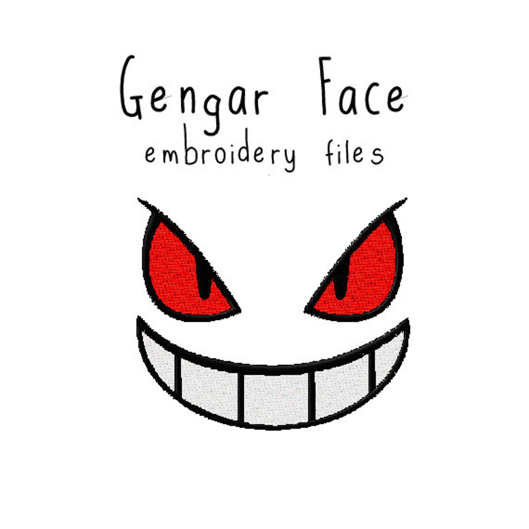 Pokemon Gengar Face EMBROIDERY MACHINE FILES Pattern Design Hus Jef Pes ...