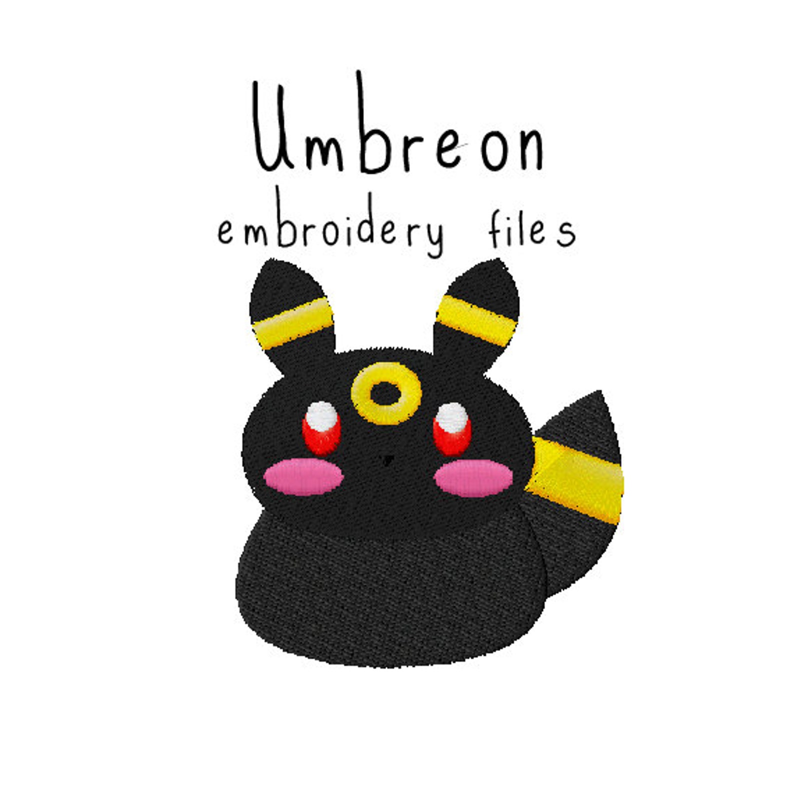 Pokemon Umbreon EMBROIDERY MACHINE FILES Pattern Design Hus Jef Pes Dst ...