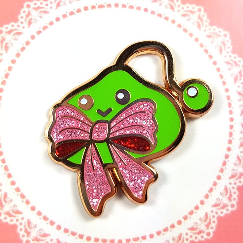 Slime With Bow Hard Enamel Rose Gold Plating Glitter 4cm - Etsy