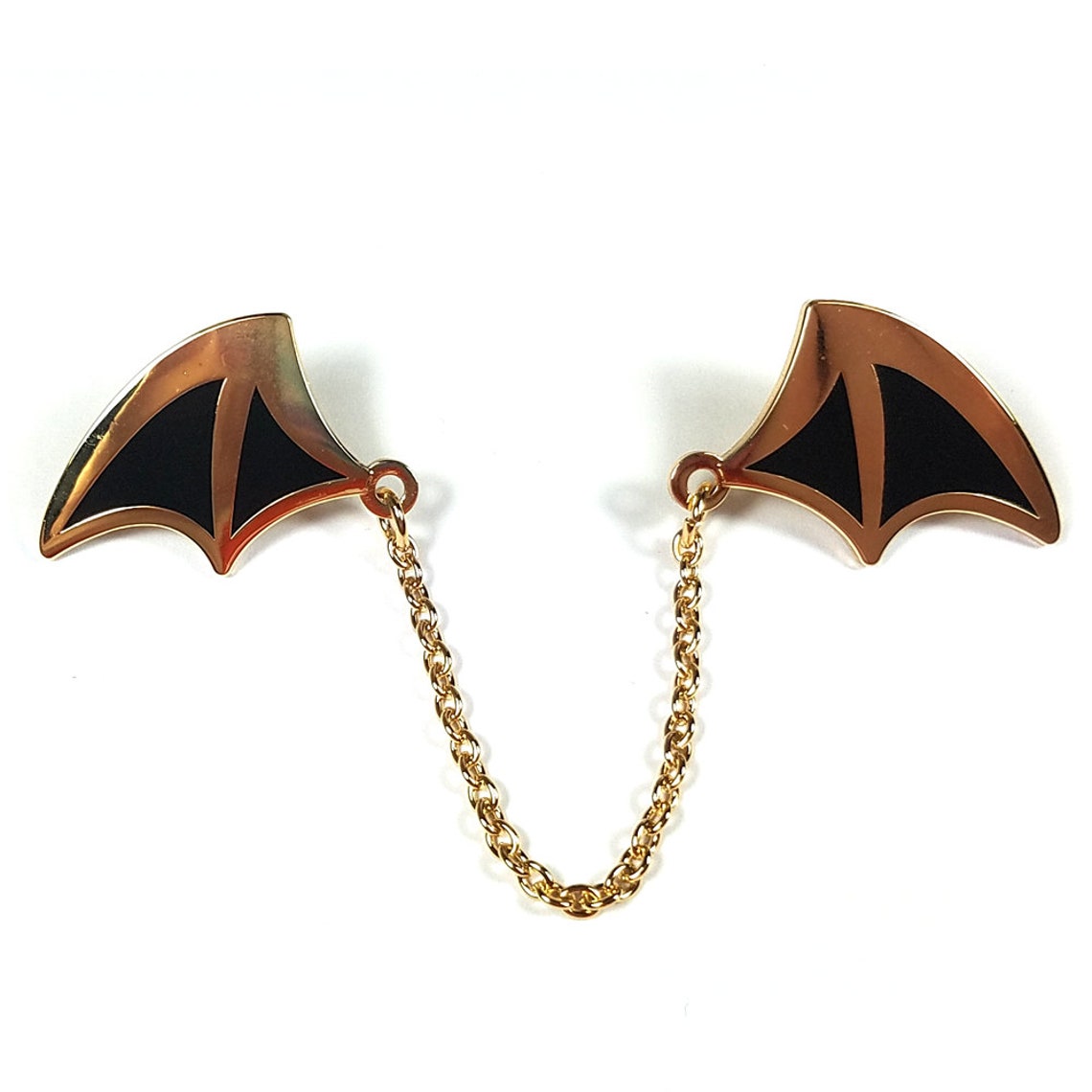 Demon Wings Enamel Pins With Chain Gold Black Wing Lapel Pin | Etsy