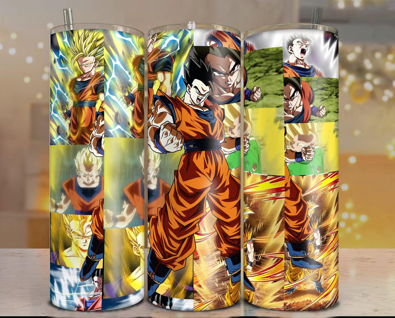 Goku Anime Wrap | 20oz Skinny Sublimation PNG | Multiple ...