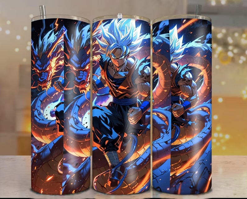 Ultra Instinct Goku Tumbler Wrap PNG | Dragon Anime 20oz Skinny ...