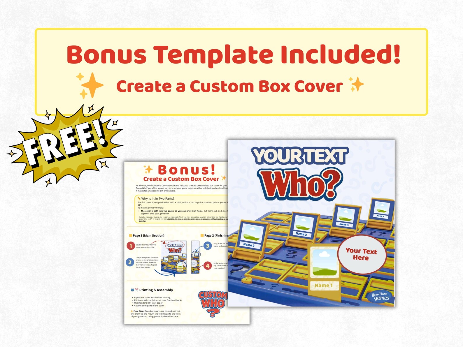 Custom Guess Who Game Template: DIY Printable Game Boards & Cards ...