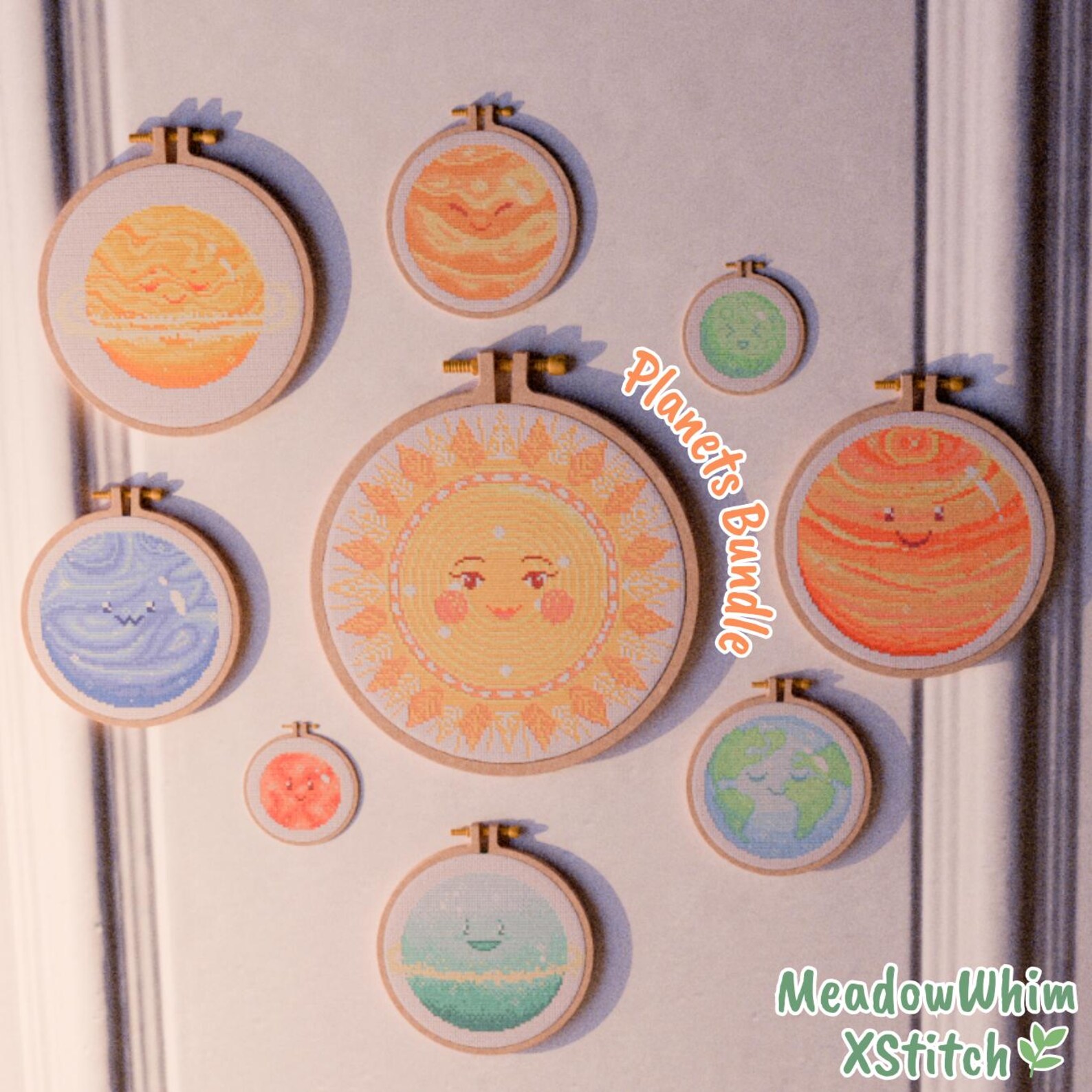 Solar System Cross Stitch Bundle, Planets Embroidery Set, Sun Space ...