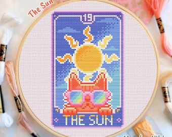 The Sun Tarot Cross Stitch Pattern, Bright Embroidery Chart, Positive ...