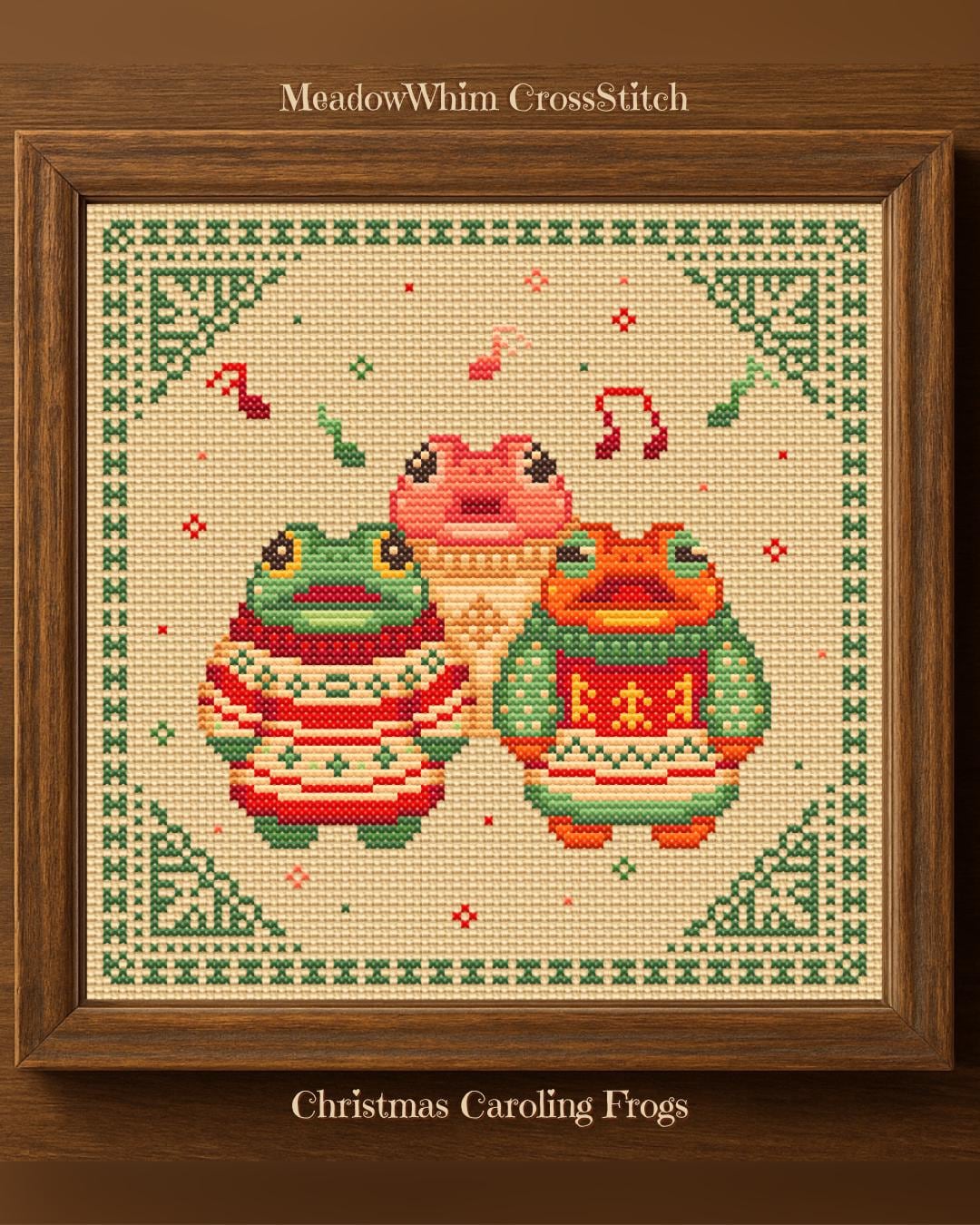 Frog Choir Christmas Cross Stitch Pattern, Festive Animal Embroidery ...