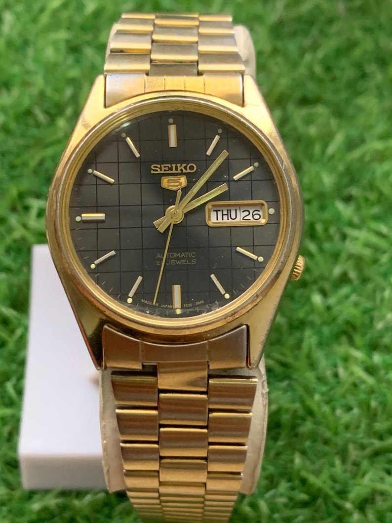 Vintage Seiko 5 7S26 Automatic 21 Jewels Men Wristwatch Black Dial Made ...