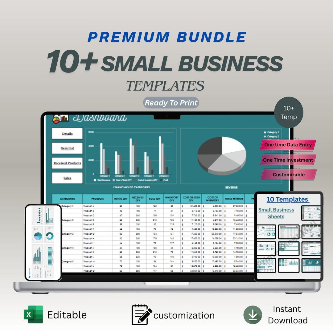10 Small Business Excel Templates | Accounting, Bookkeeping, Inventory ...