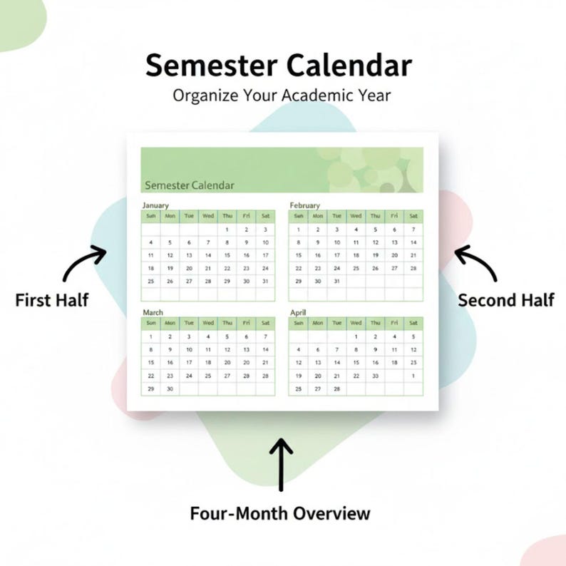 Student Class Schedule Template | College Uni Semester Planner ...
