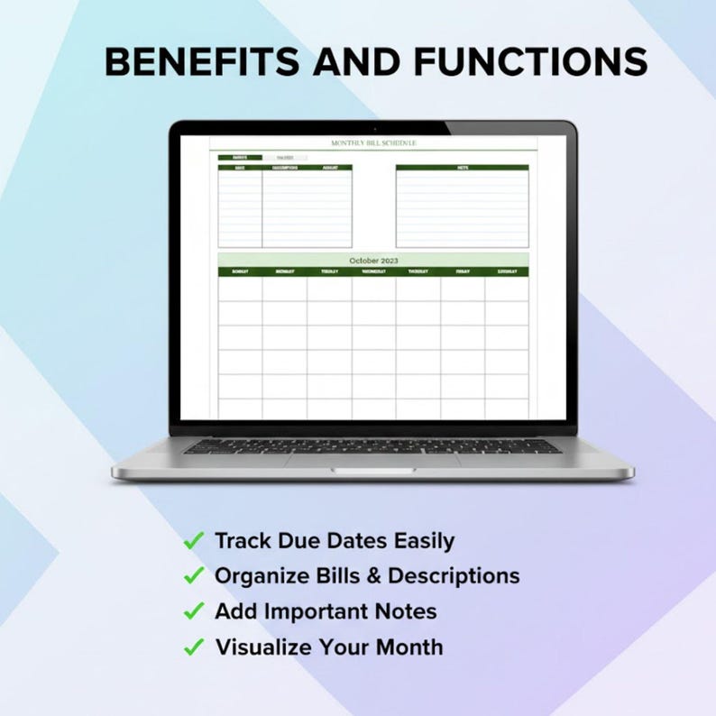 Monthly Bill Schedule Excel | Bill Due Date Tracker | Organize Personal ...